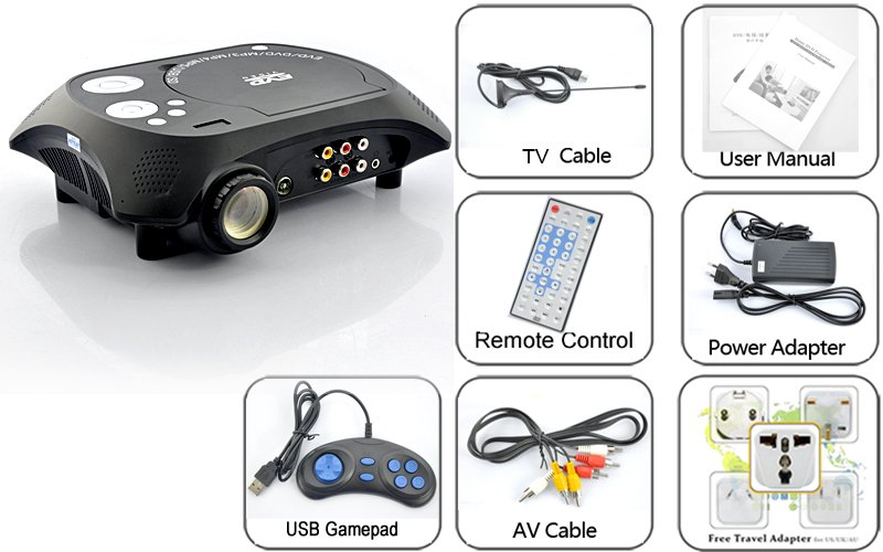 LED Multimedia Projector with DVD Player - 480x320, 20 Lumens, 100:1