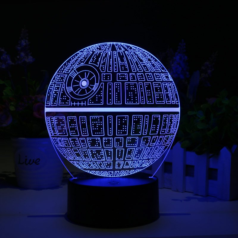 Star Wars Death Star 3D LED Lamp - Holographic Lamp, 2 Light Modes, 7 ...