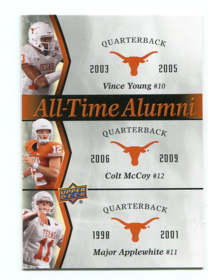 VINCE YOUNG / COLT McCOY / MAJOR APPLEWHITE 2011 UD Legends All-Time ...