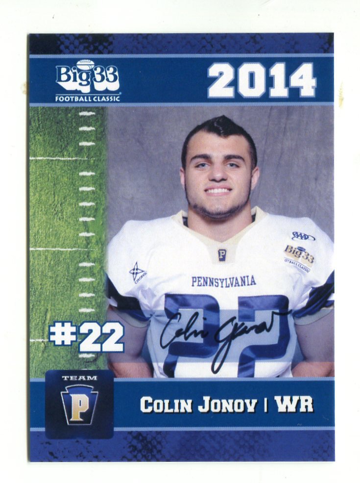 COLIN JONOV 2014 Pennsylvania PA Big 33 High School card BUCKNELL
