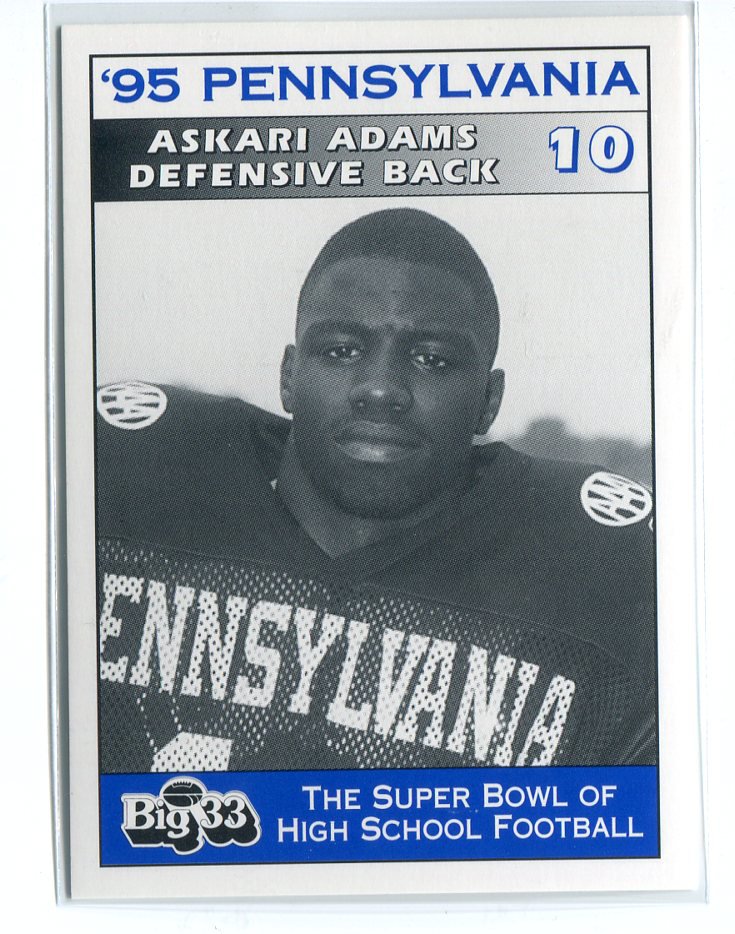 ASKARI ADAMS 1995 Big 33 Pennsylvania PA High School card PENN STATE