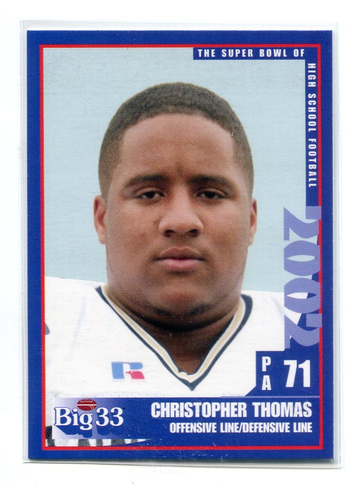 CHRISTOPHER THOMAS 2002 Big 33 Pennsylvania PA High School card IOWA ...