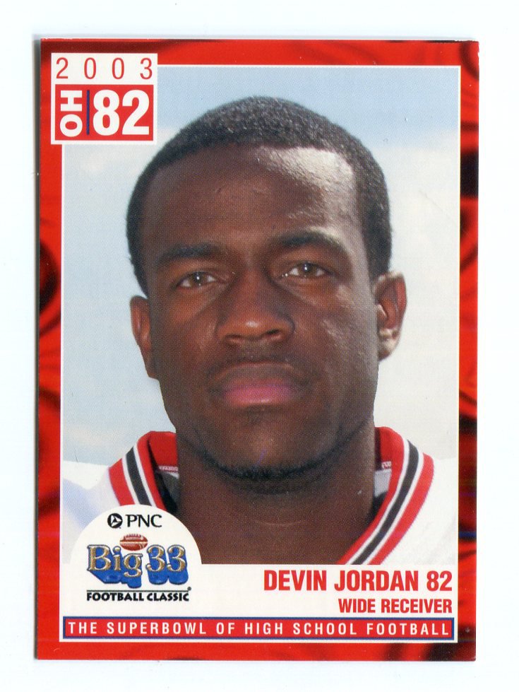 DEVIN JORDAN 2003 Big 33 Ohio OH High School card OHIO STATE Buckeyes WR
