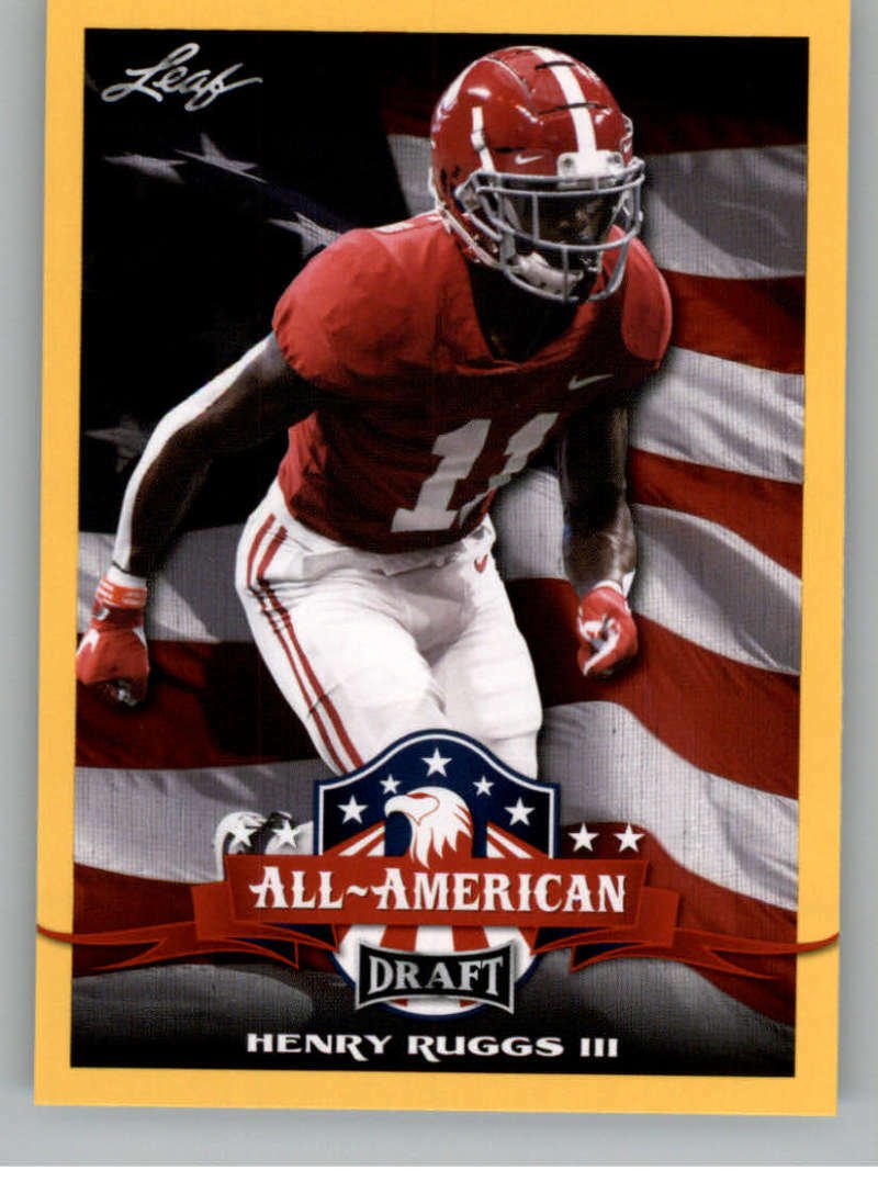 HENRY RUGGS III 2020 Leaf Draft All-American GOLD SP #65 ROOKIE Alabama ...
