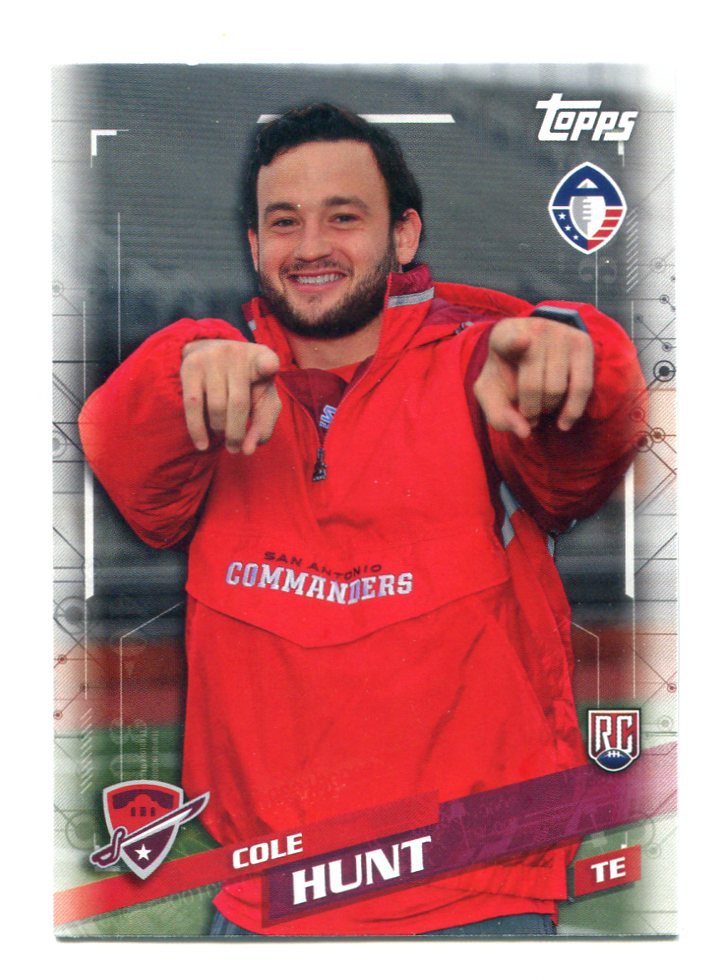 COLE HUNT 2020 Topps AAF #158 ROOKIE TCU Horned Frogs TE