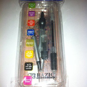 Compass, Protractor, Mechanical Pencil,Eraser, Ruler 8 Pack Set School ...