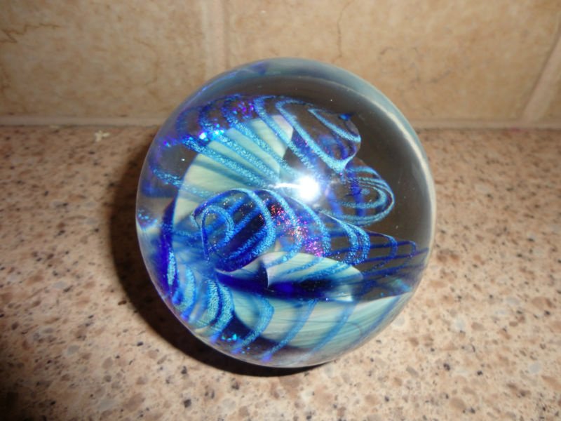 Rare 1984 Signed Eickholt Paperweight Large Dichotic Swirl