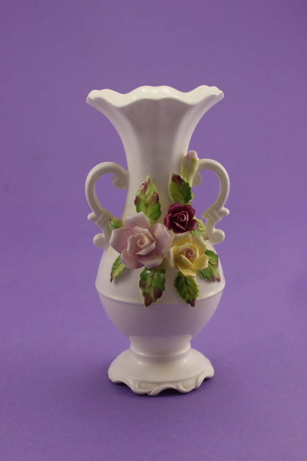Intricate Georgian Fine Bone China floral Vase, No chips or cracks