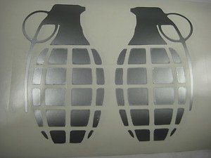 2 hand grenade Vinyl waterproof decals stickesr x 2 5"x3"