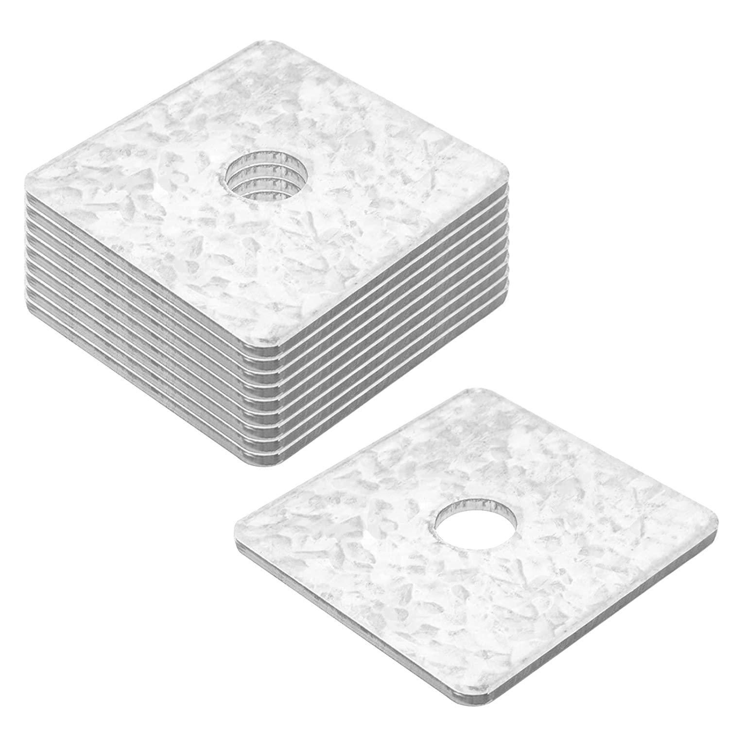 10 Pcs Square Washers Plate ⅝"(ID) X3"X3"X⅛", Hot-Dipped Galvanized