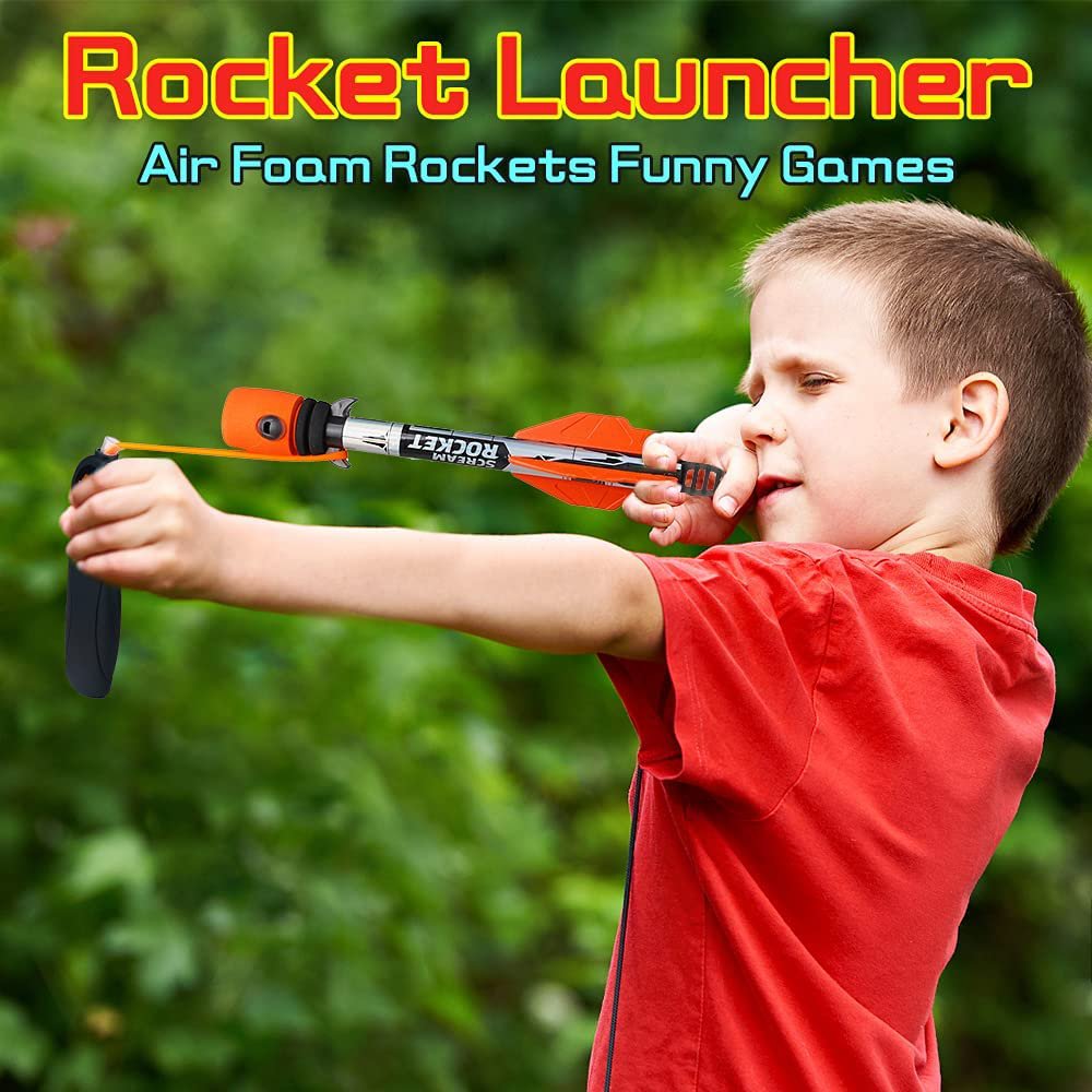 Slingshot Rocket Launcher Toys for Kids - Air Foam Scream Rocket with 2 ...