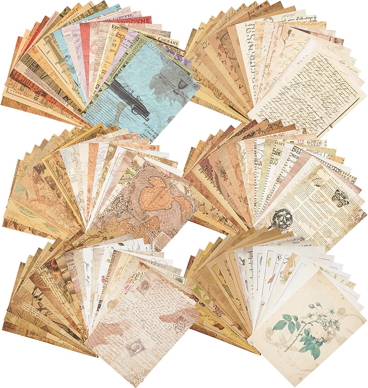 120 Sheets Vintage Ephemera Paper Pack for Junk Journal Kits Art ...