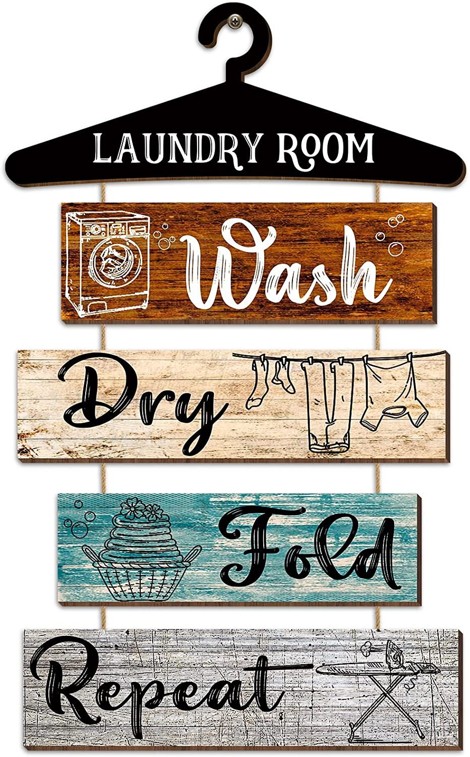 5 Pieces Laundry Room Wall Sign Rustic Laundry Room Rules Hanging Sign ...