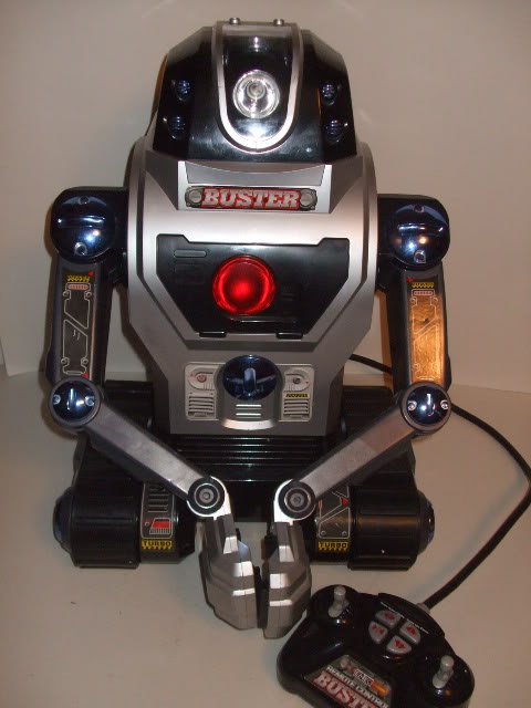 Buster vintage remote controlled robot, tracked & armed