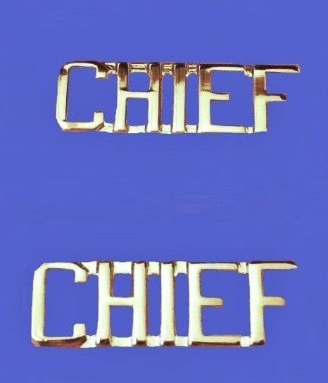 Chief Collar Pin Set Cut Out Letters Fire Dept Police Military Rank ...
