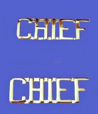 Chief Collar Pin Set Cut Out Letters Fire Dept Police Military Rank ...