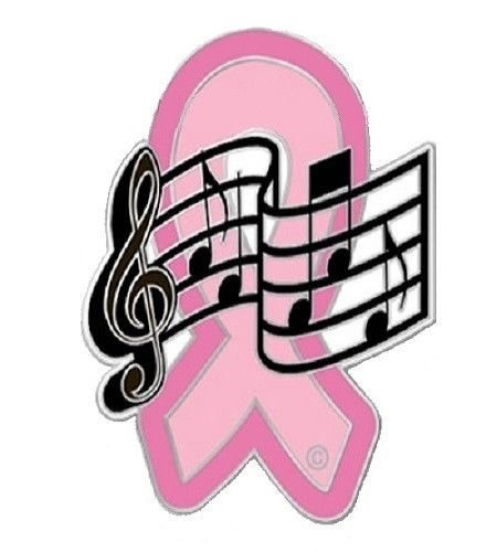 Breast Cancer Music Note Lapel Pin Musician Band Pink Ribbon Awareness New