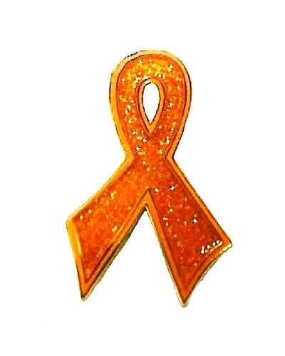 Agent Orange Pin Sparkle Bling Awareness Ribbon New
