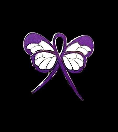 Domestic Violence Pin Purple Ribbon Butterfly Awareness Month October New