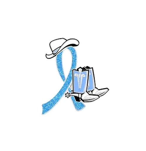 Trisomy 18 Awareness Pin Light Blue Glitter Ribbon Cowboy Western Boots Hat