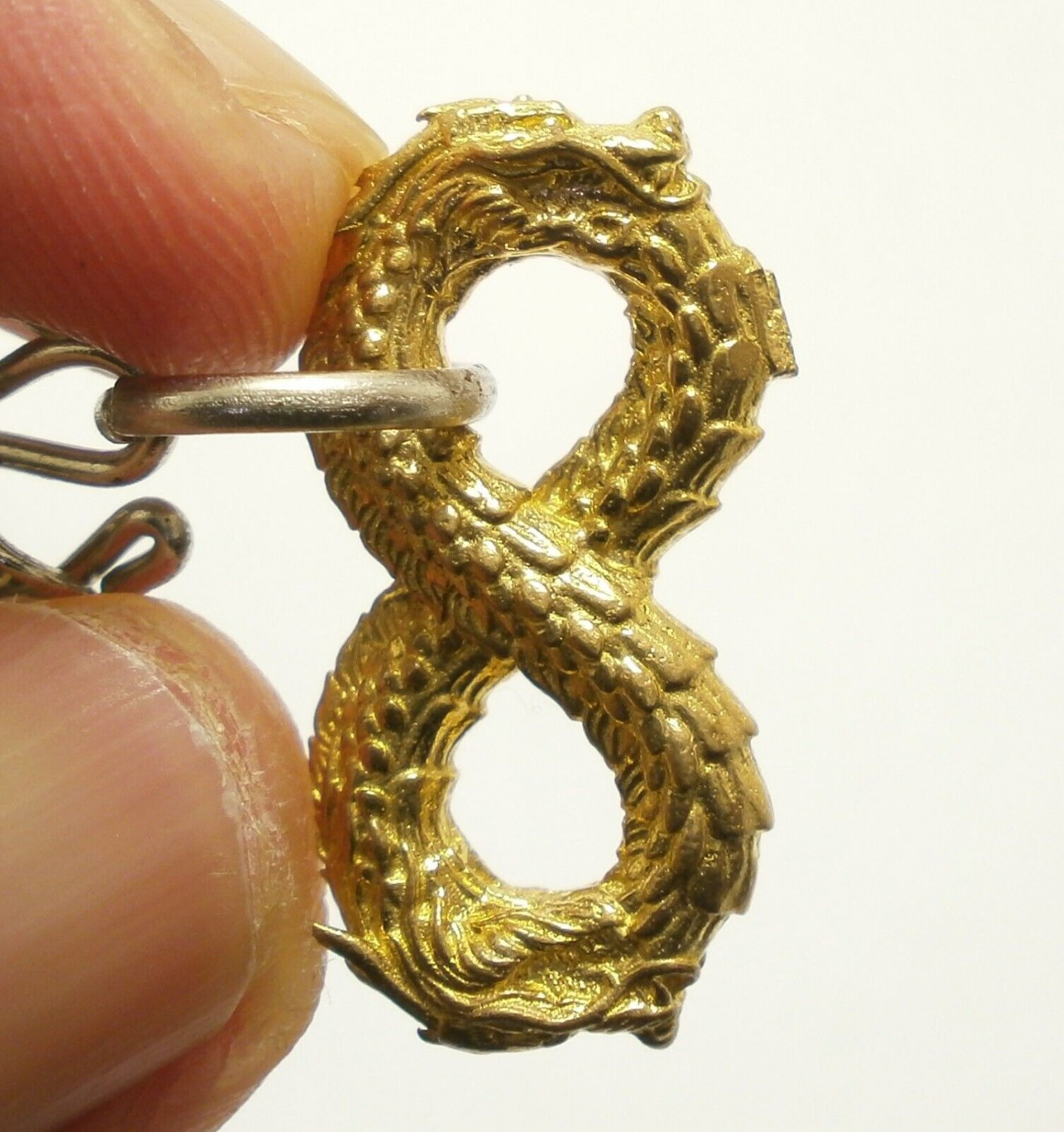 CHINESE DUO DRAGON INFINITY SIGN LUCKY 8 BLESSED GOOD LUCK RICH CHARM ...