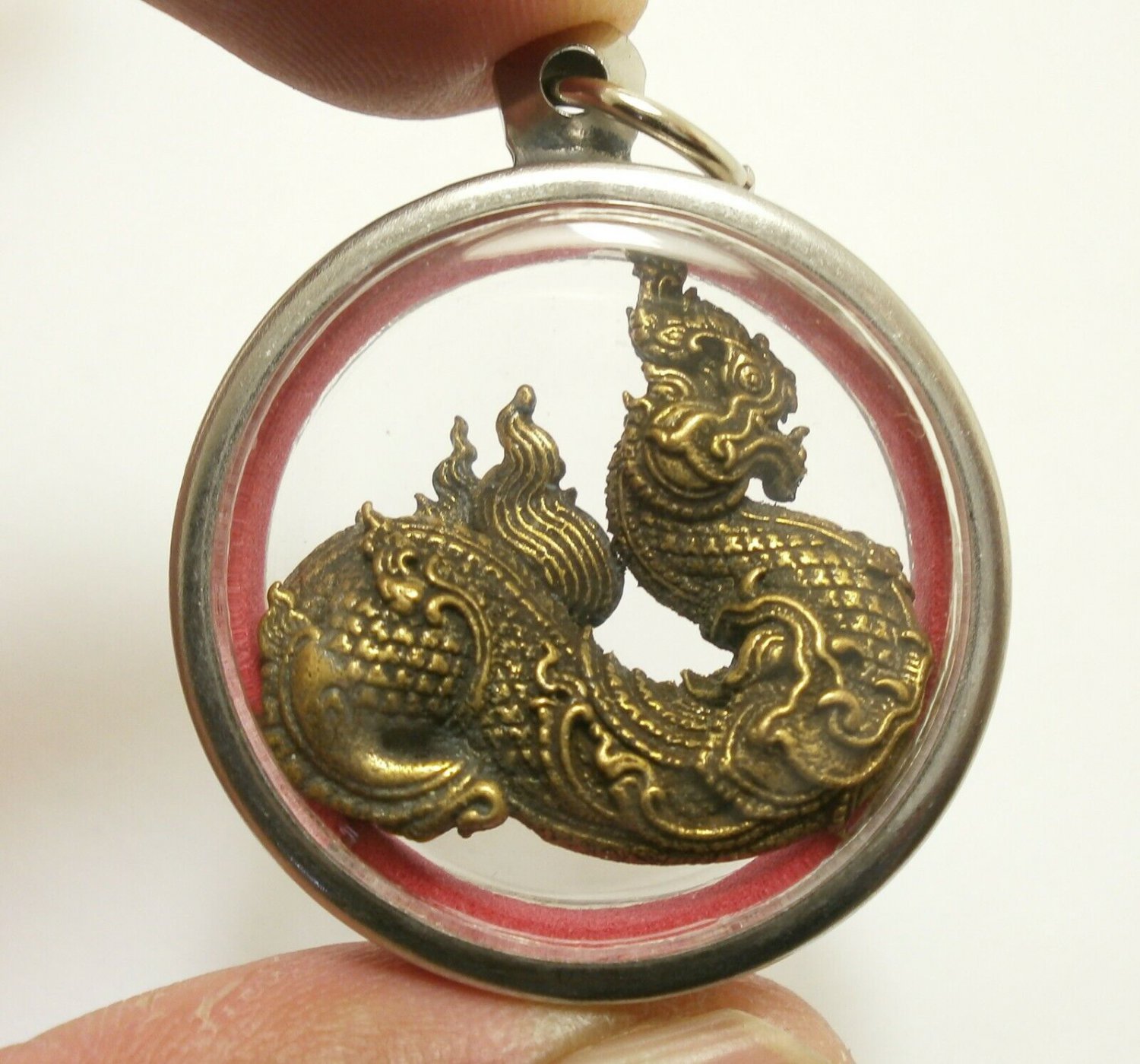 PHAYA NAGA LOCKET NAK SNAKE BRASS PENDANT THAI CRAFT BLESSED AMULET ...