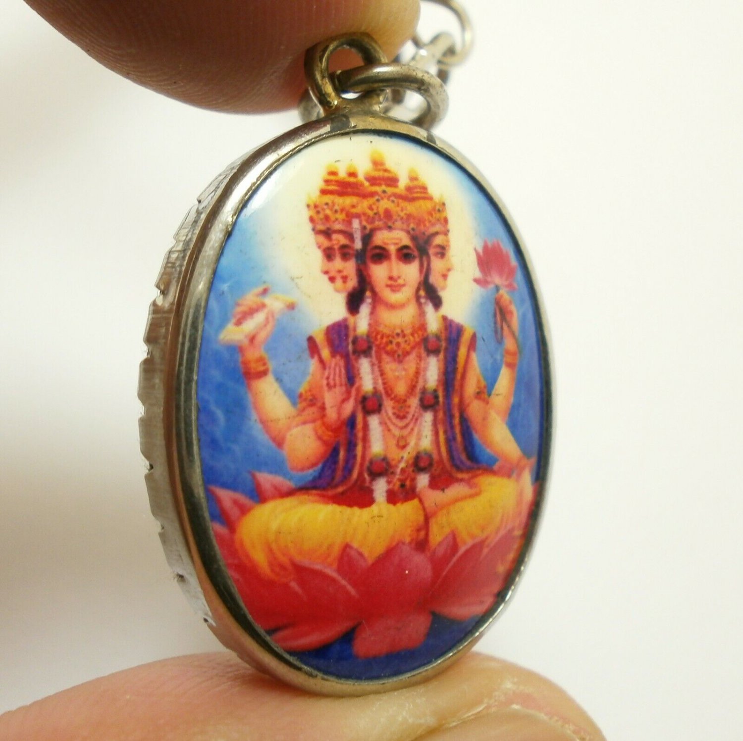LORD BRAHMA 4 FACES GOD OF CREATION PHRA PHROM HINDU OM LOCKET PENDANT ...
