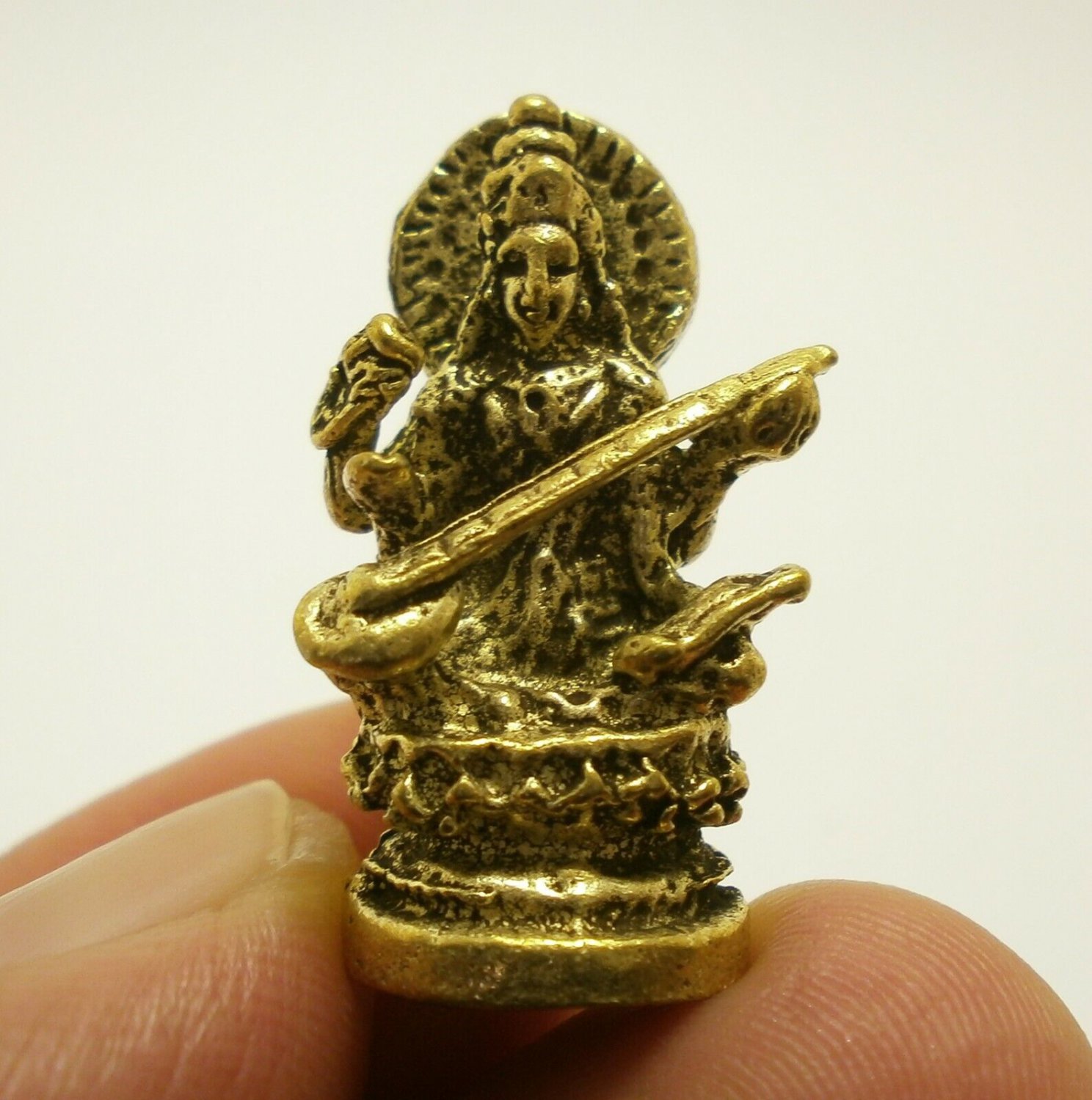 MAA SARASWATI DEVI MINI AMULET STATUE BLESS WISDOM LUCKY SUCCESS ...