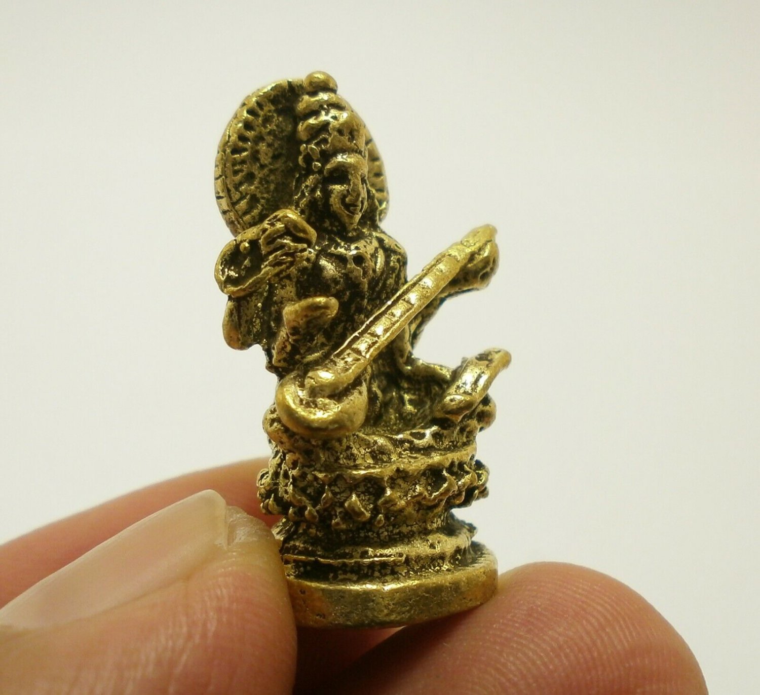 MAA SARASWATI DEVI MINI AMULET STATUE BLESS WISDOM LUCKY SUCCESS ...
