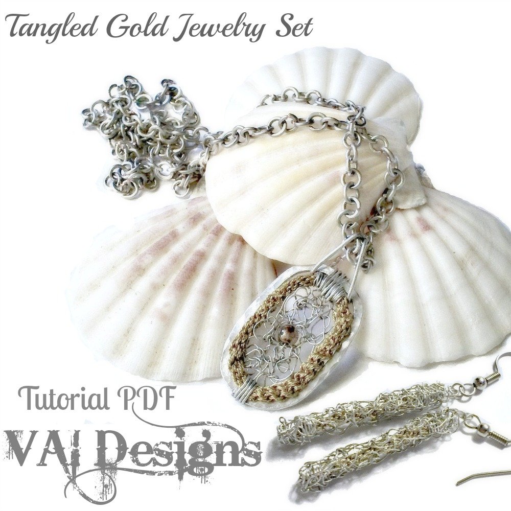 Tangled Gold Pendant and Earrings Set ~ VAI Designs PDF Tutorial ...