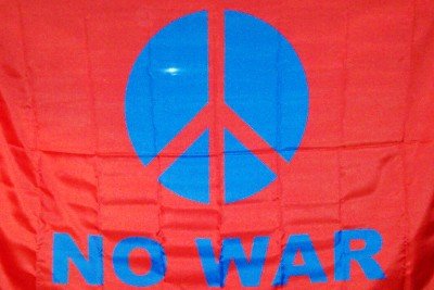 Peace Sign No War Poster Flag Red Blue Letters New