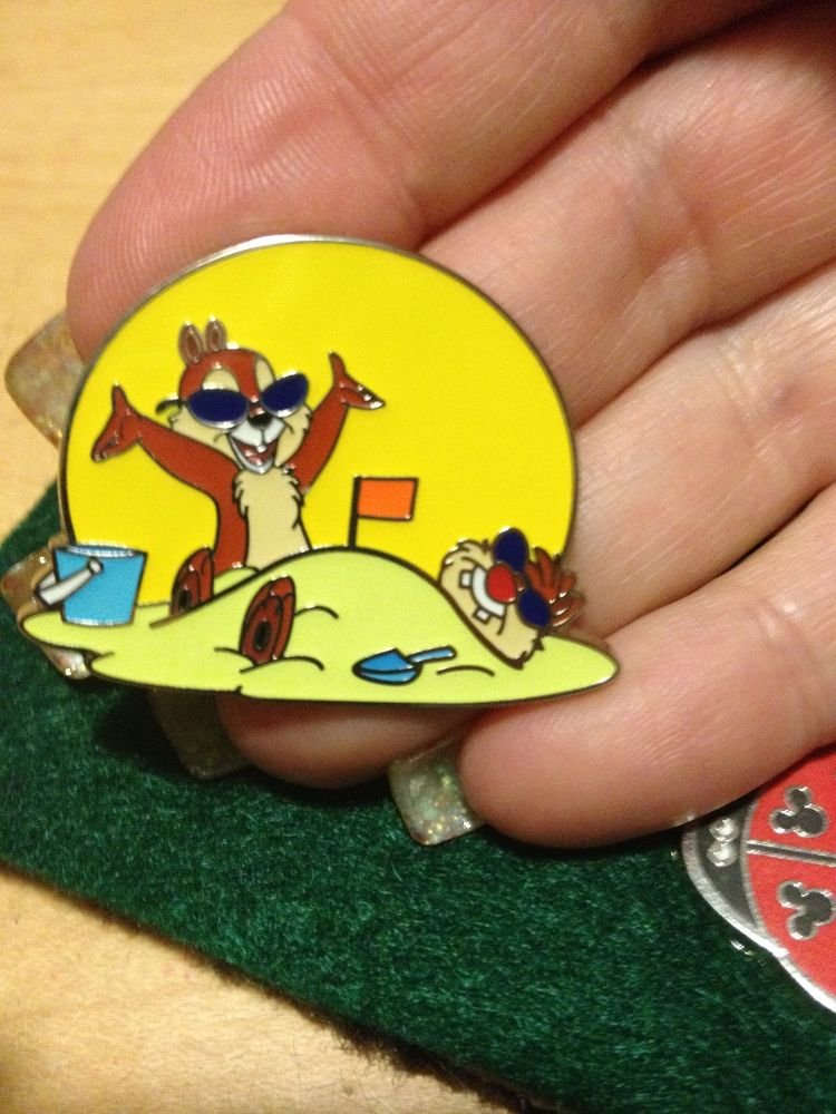 Authentic 2012 Chip And Dale Sun Fun Beach Sunglasses Buried Disney Pin