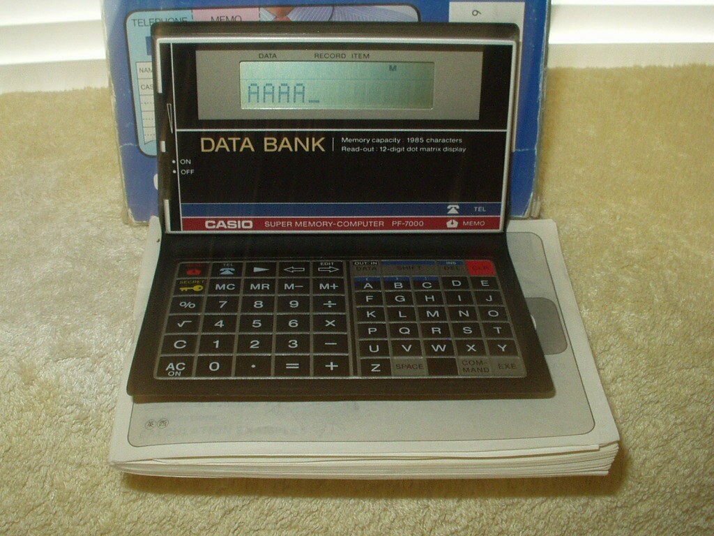 casio pf-7000 data bank telephone number memos calculator vintage 1980's