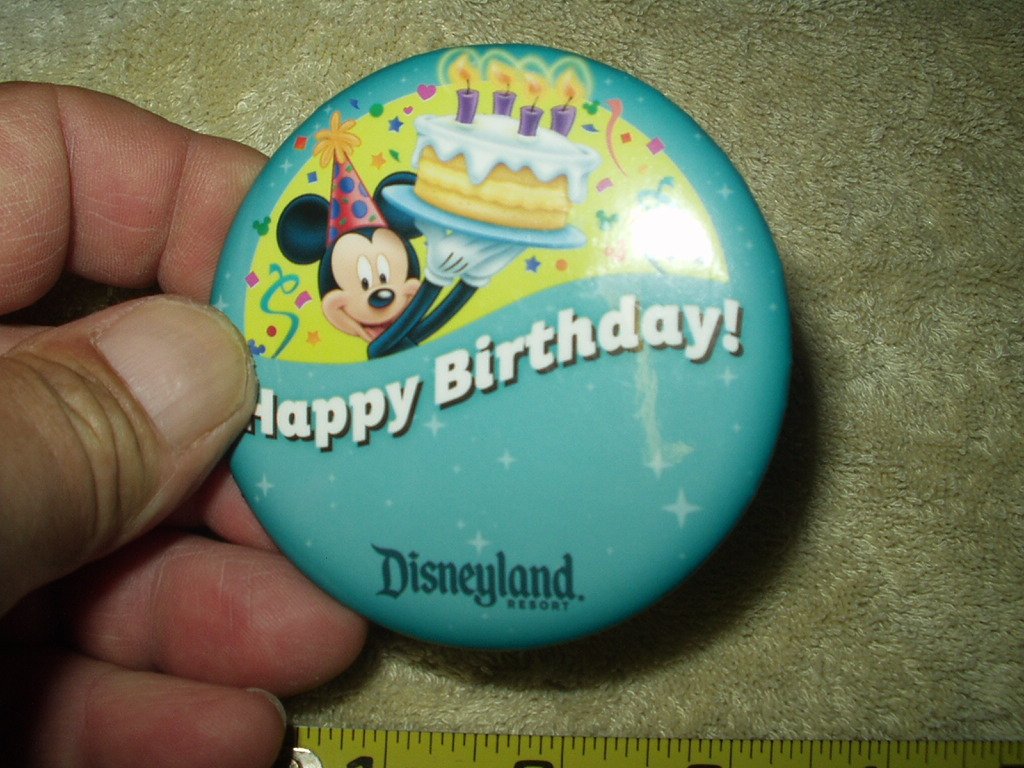 disneyland disney's happy birthday! pin pinback set of 2