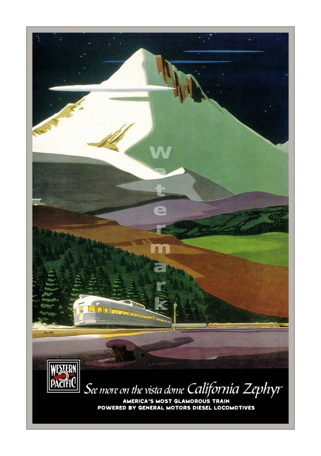 California Zephyr Vintage Rail Road Travel Poster [6 sizes, matte ...