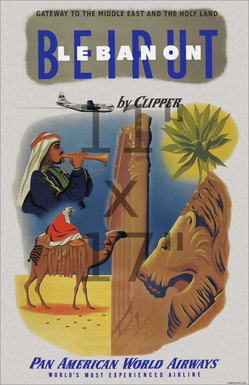 Pan Am - Beirut - 11x17 inch Vintage Airline Travel Poster