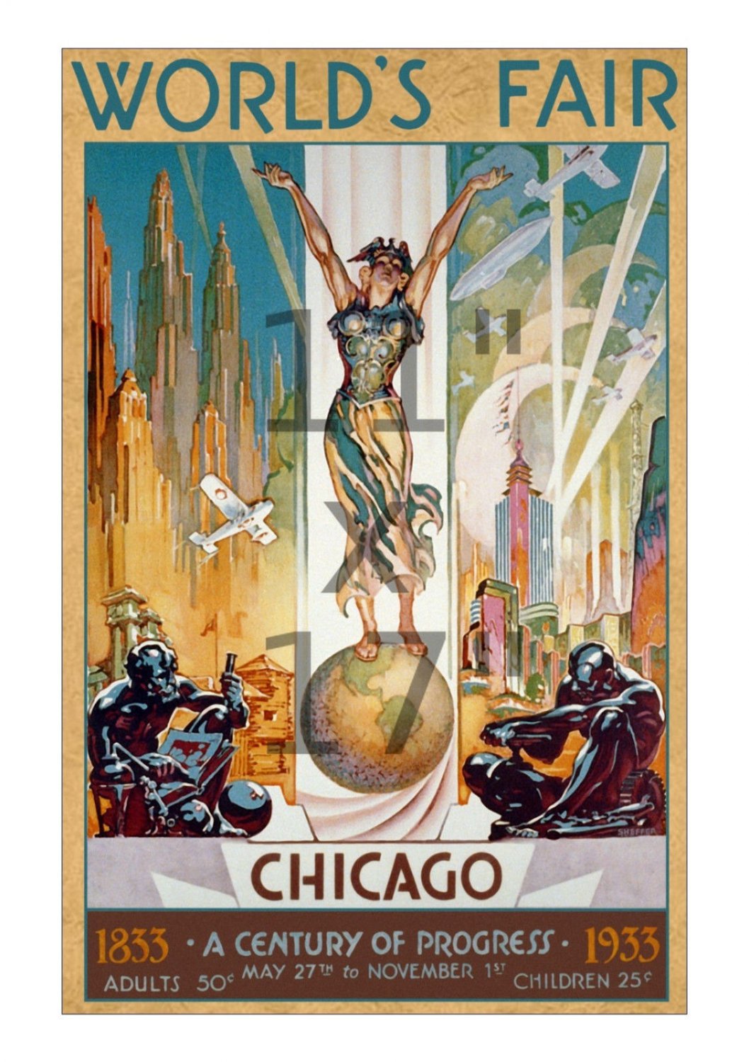 1933 Chicago Worlds Fair #1 - 11x17 Vintage Art Deco Poster