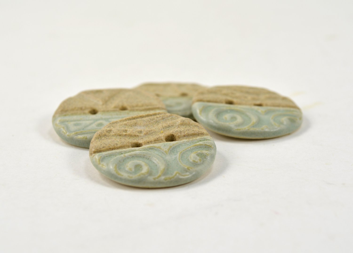 Ceramic Buttons Handmade Tan & Sage Green Pottery Buttons by Seagrapes ...