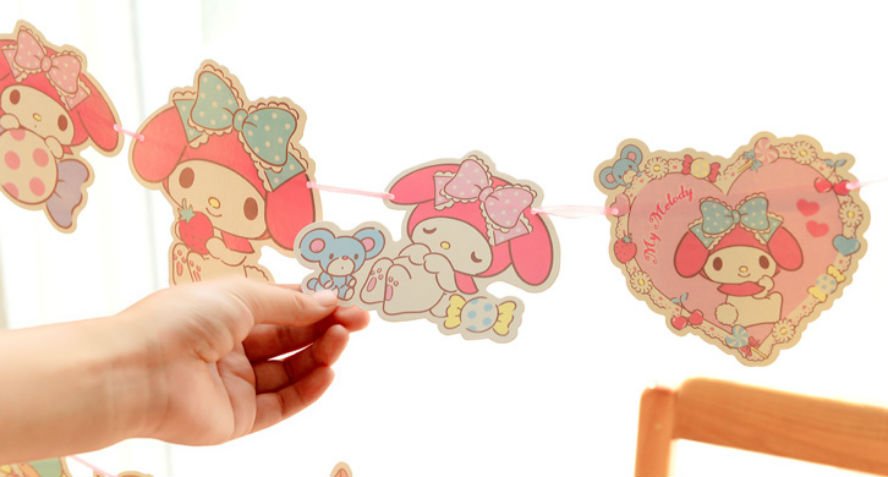 MY MELODY CARTOON 12 Design Paper Card Letter Banner Decoration Sticker ...