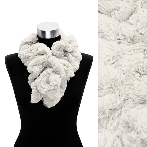 Solid Faux Rabbit Fur Ruffle Pull Through Scarf Ivory SF00184-IV