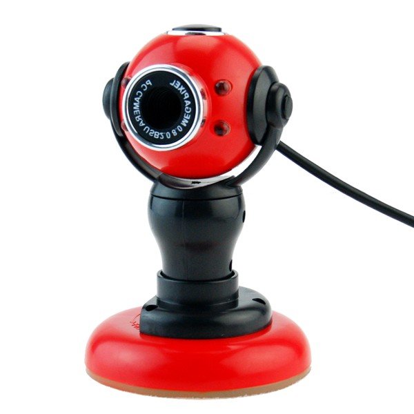 Robot Stand USB 4 LED Lights 12.0 Mega Pixel LED Webcam Camera(Red)