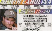 DALE EARNHARDT JR. DRIVERS LICENSE