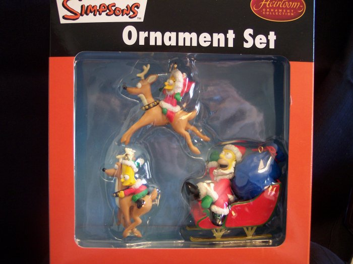New 3 Simpsons Christmas Tree Heirloom Ornament Set Bart Santa Homer ...