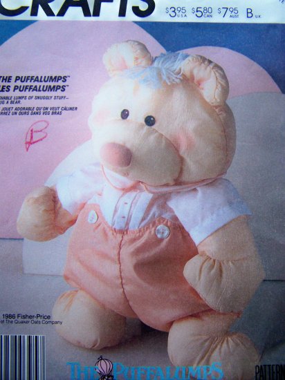 Vintage Sewing Pattern Puffalump Bear Doll & Jumpsuit Clothes Fisher ...
