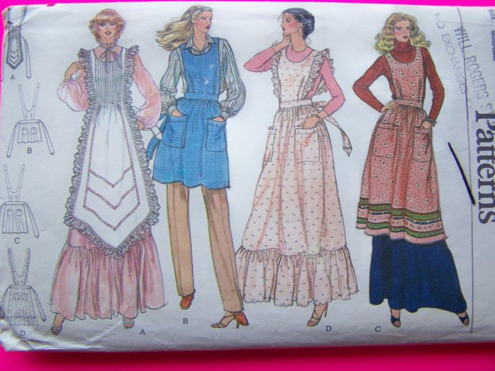 Vintage Vogue Sewing Pattern Apron Pinafore Hippie Dress Small 7256