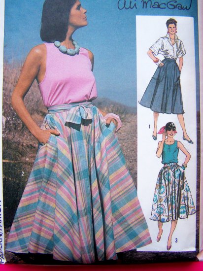 Vintage Sewing Pattern 80's Full & Half Circle Skirt Sz 6 8 10 Skirts ...