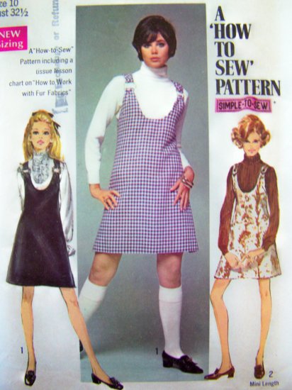 1960's Vintage Mini Go Go Dress Ring Strap Jumper Mod Learn To Sew ...