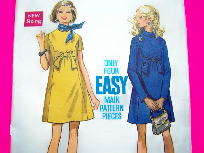 1960's Mod Vintage Maternity Dress A Line Empire Belt Tie Bow Easy ...