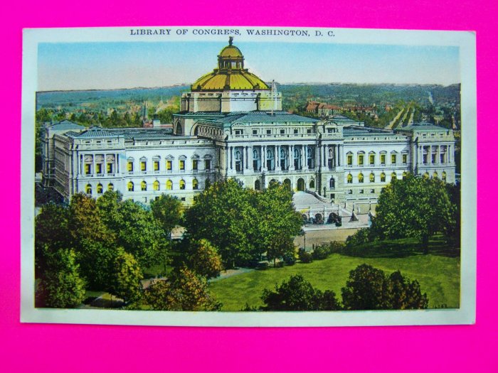 Vintage Postcard Unused Library of Congress Washington DC Colortone