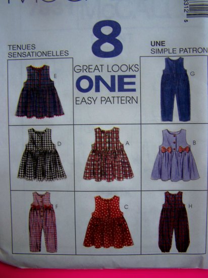 Toddler 2T 3T 4T Jumpsuit Coverall Jumper Dress Sewing Pattern 7831